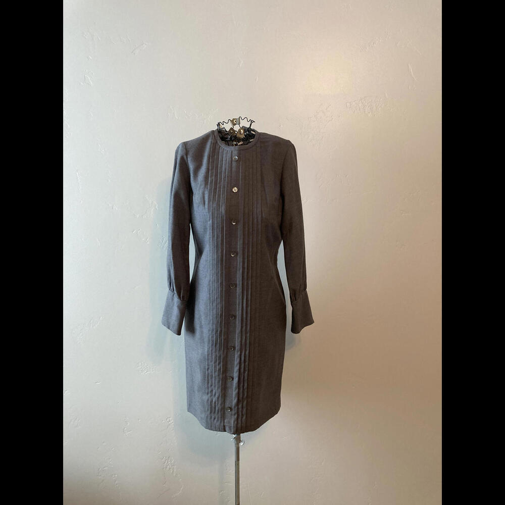 50s Wool Midi Dress Jeanne D'arc Shirt Dress S - Gem